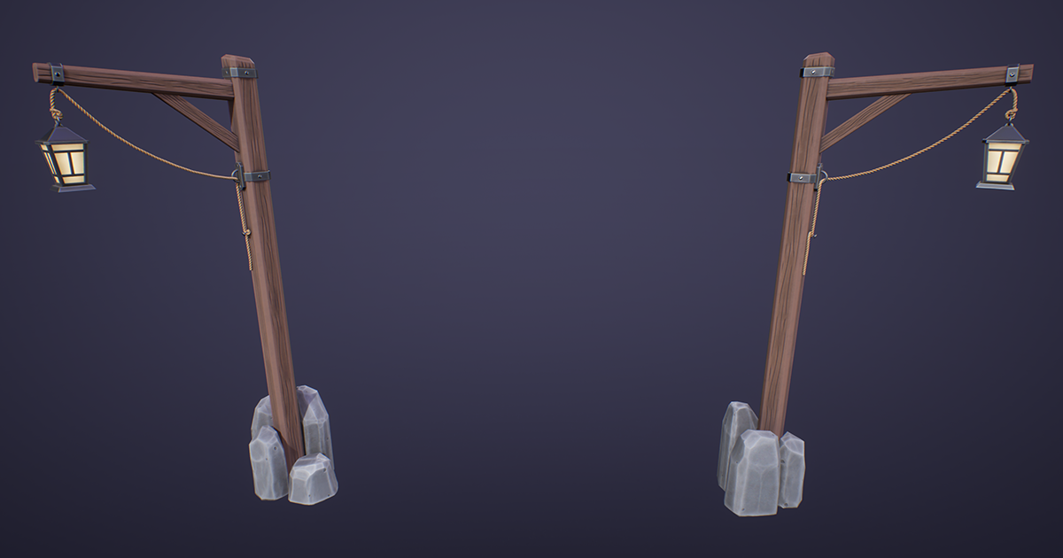 Stylized Wooden Lamp With Rocks | 3D Props | Unity Asset Store