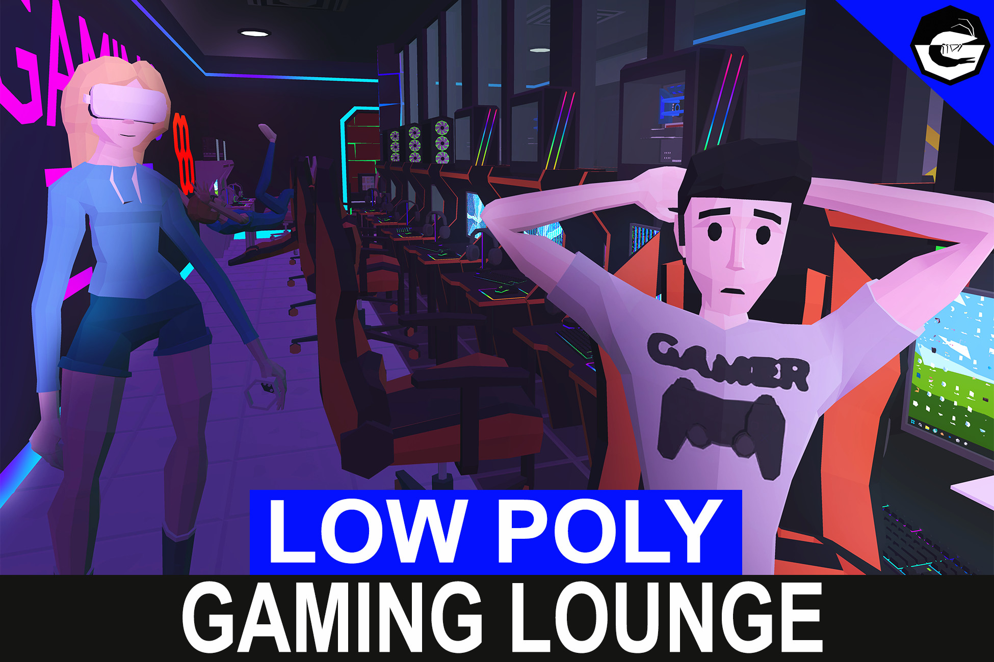 Low Poly Gaming Lounge | 3D Interior | Unity Asset Store