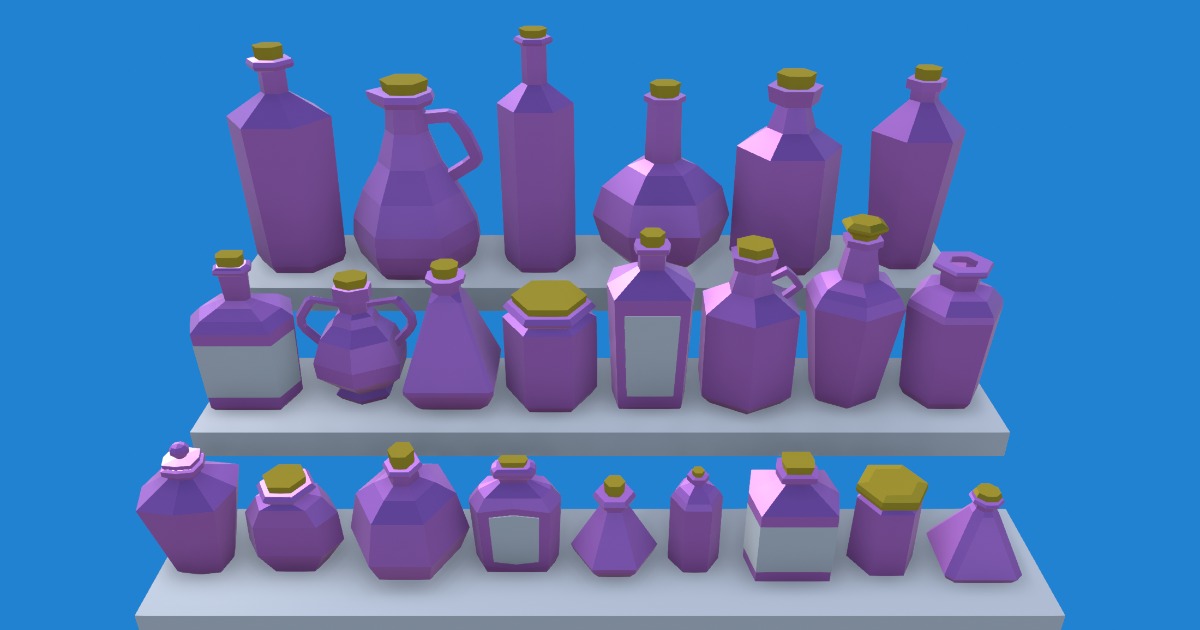 Low Poly Bottles | 3D Props | Unity Asset Store