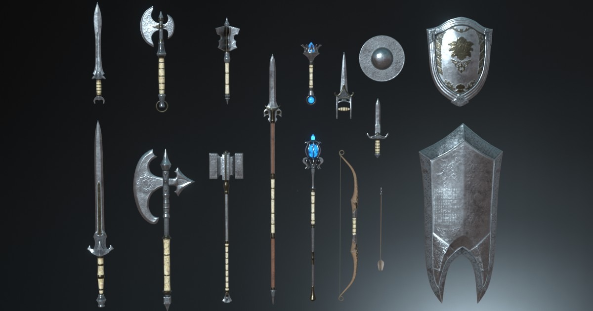 Silver Fantasy Weapon Set | 3D Weapons | Unity Asset Store
