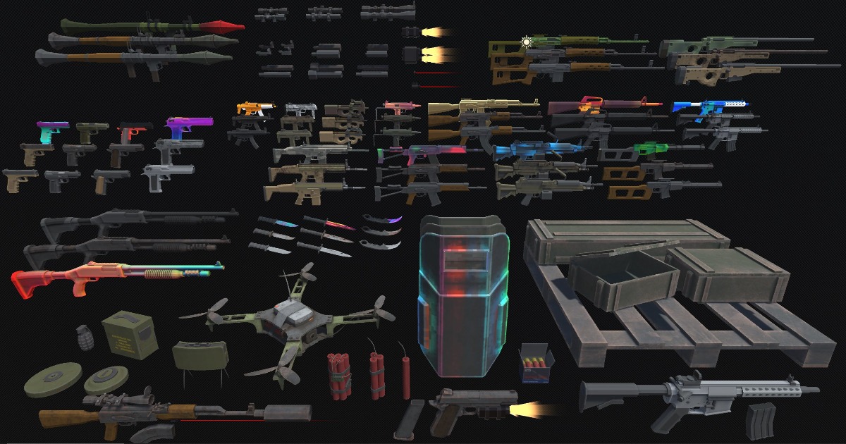 Modern Low poly Guns And Weapons | 3D Weapons | Unity Asset Store