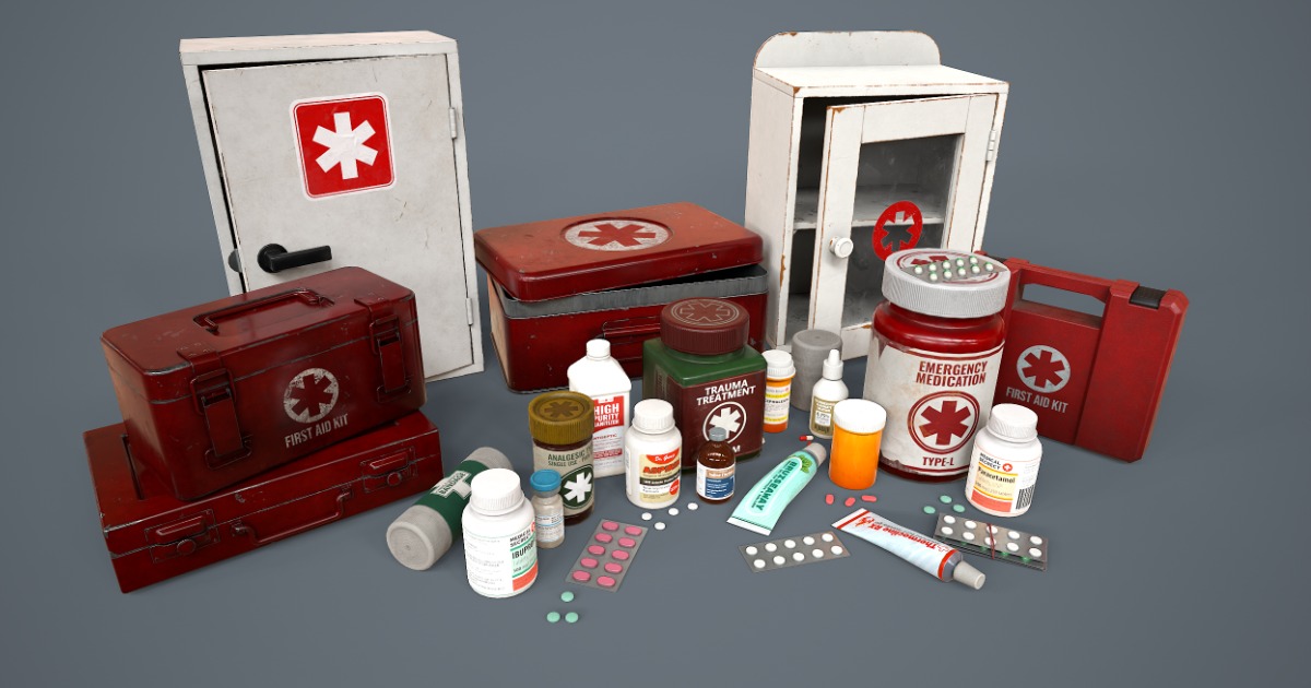 Large set of first aid kits | 3D Tools | Unity Asset Store