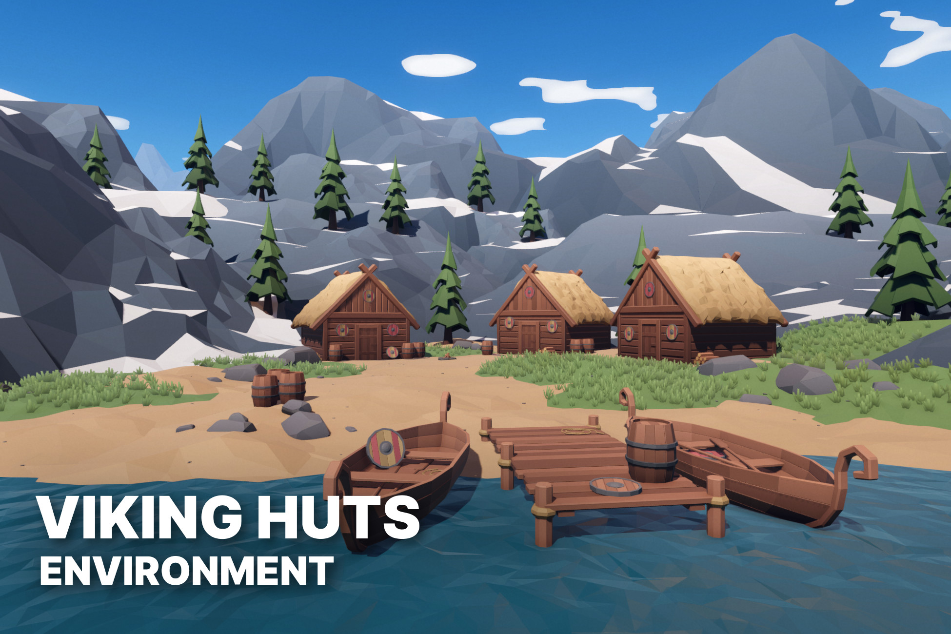 Poly Style Viking Huts - Stylized Low Poly Village Environment | 3D ...