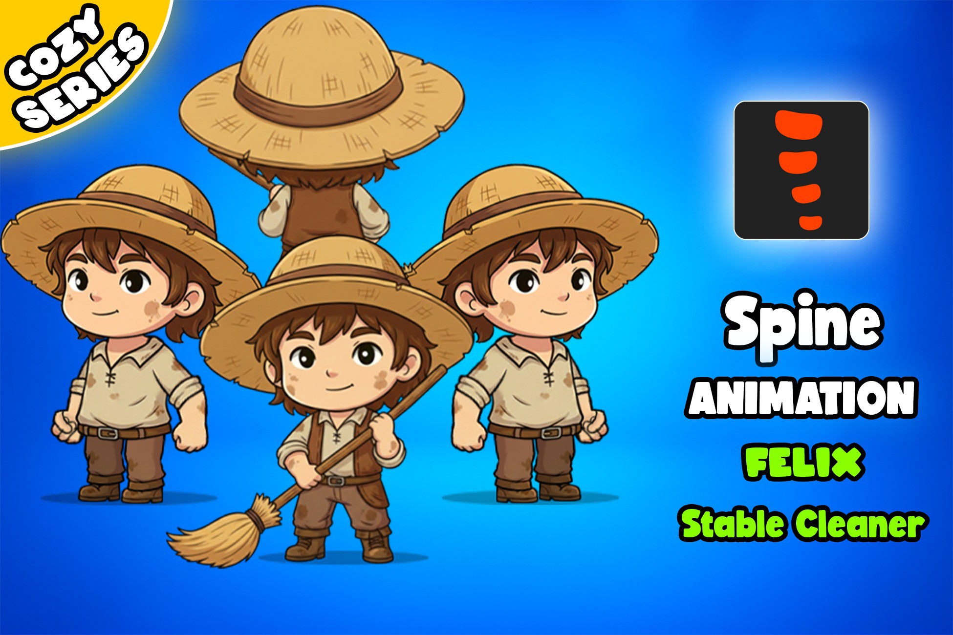 Felix Stable Cleaner 2D Animated Spine Character (Cozy Series) | 2D ...