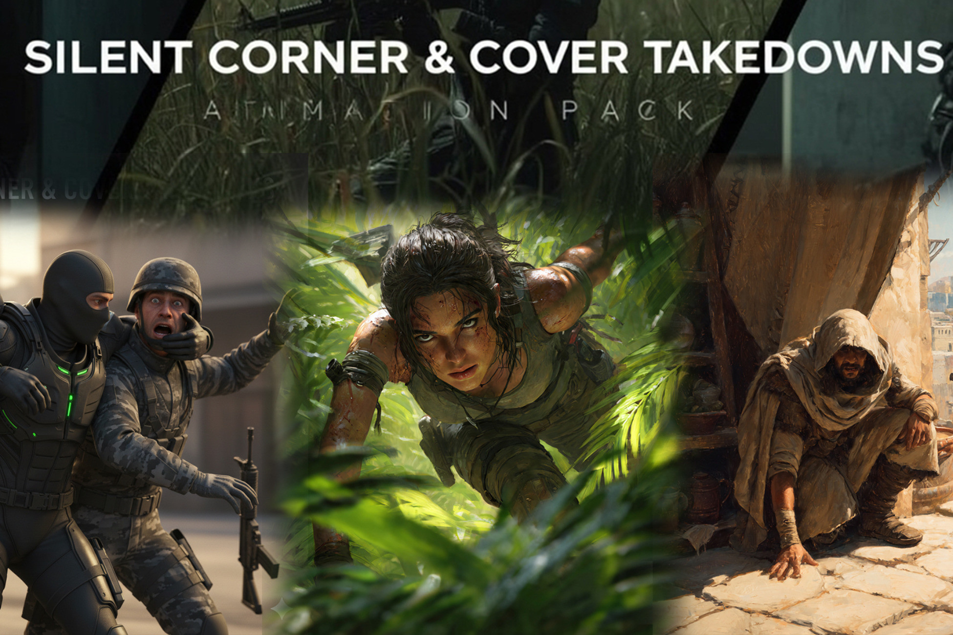 Silent Corner & Cover Takedowns Animation Pack | 3D アニメーション | Unity Asset Store