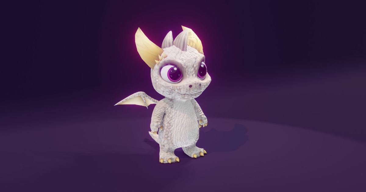 Cartoon White Baby Dragon 3D Model & 5 Music Tracks & 36 Sound Effects ...