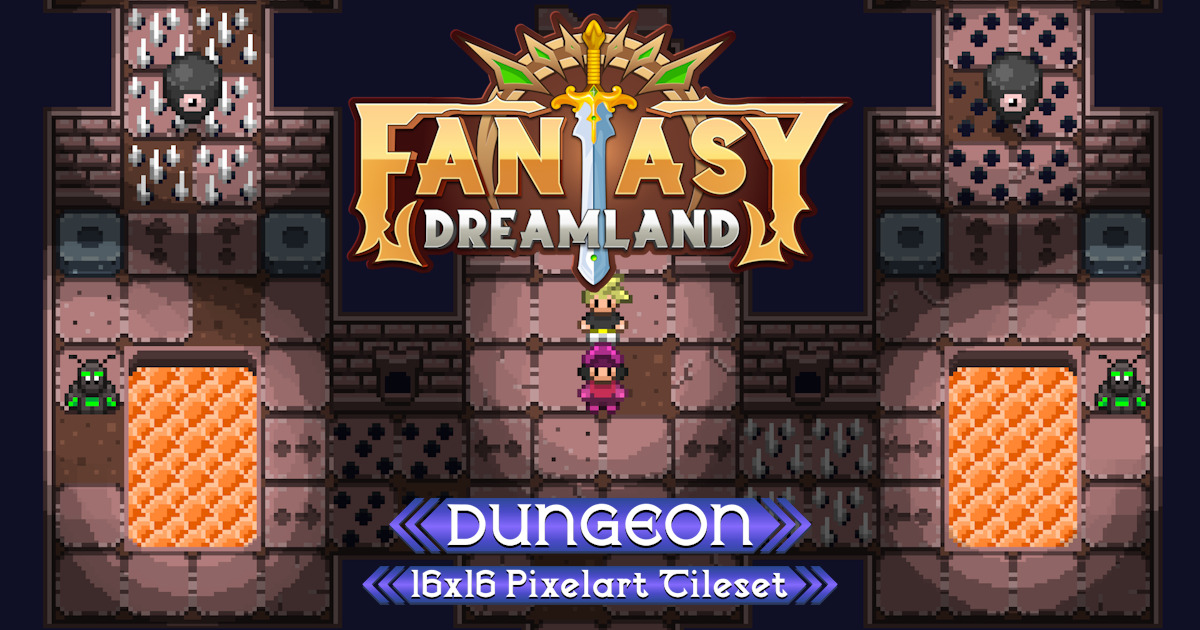 2D TopDown Dungeon Tileset - Fantasy Dreamland | 2D Environments ...