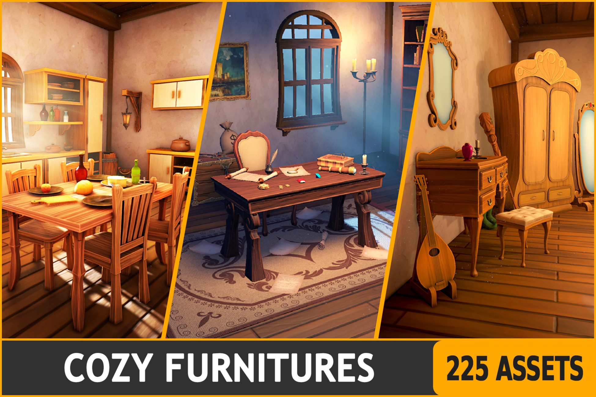 Fantasy Cozy Furnitures - Stylized Pack | 3D Furniture | Unity Asset Store