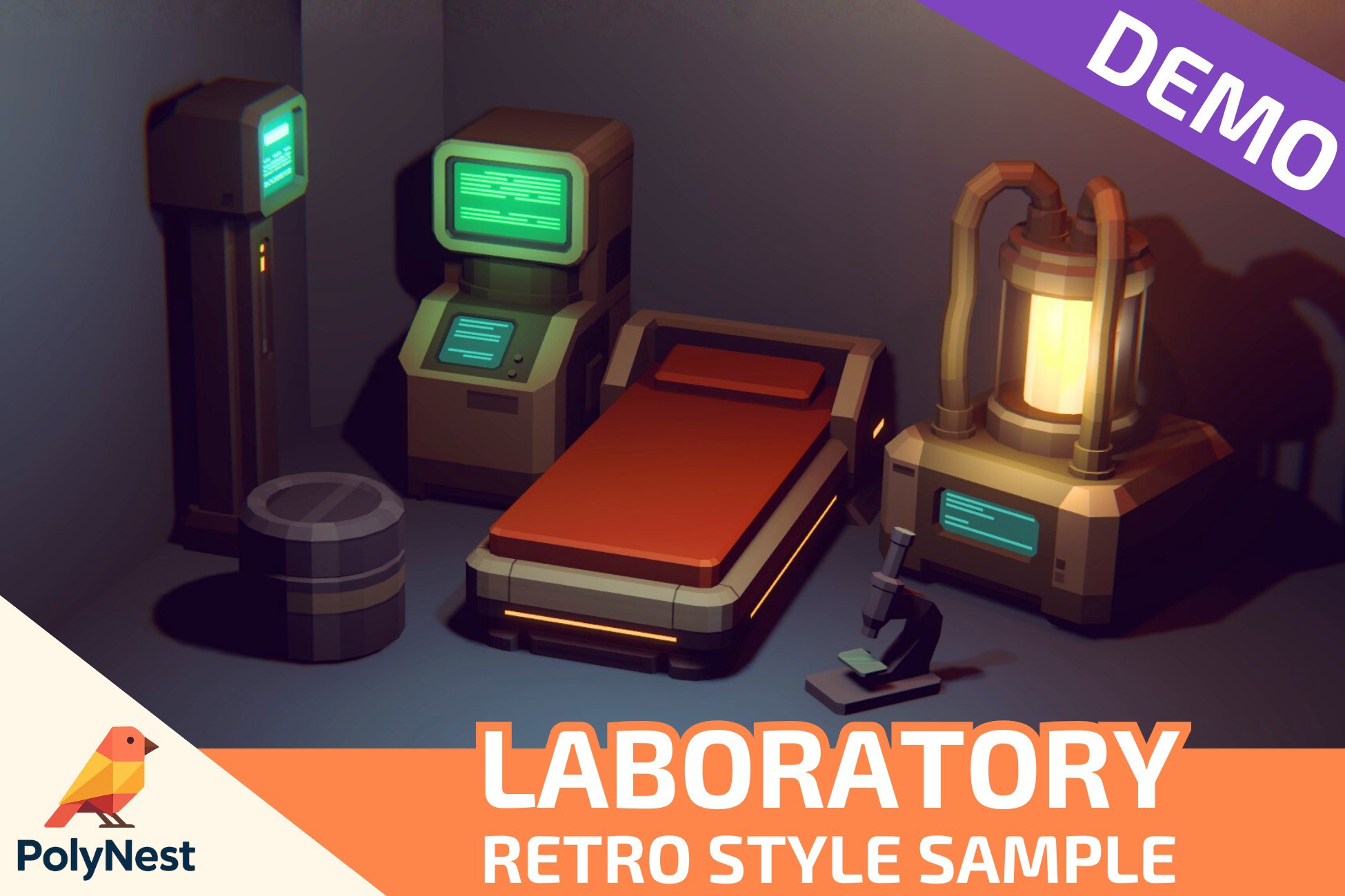 FREE Demo: Low Poly Sci-Fi Laboratory Retro Style Sample | 3D Sci-Fi ...