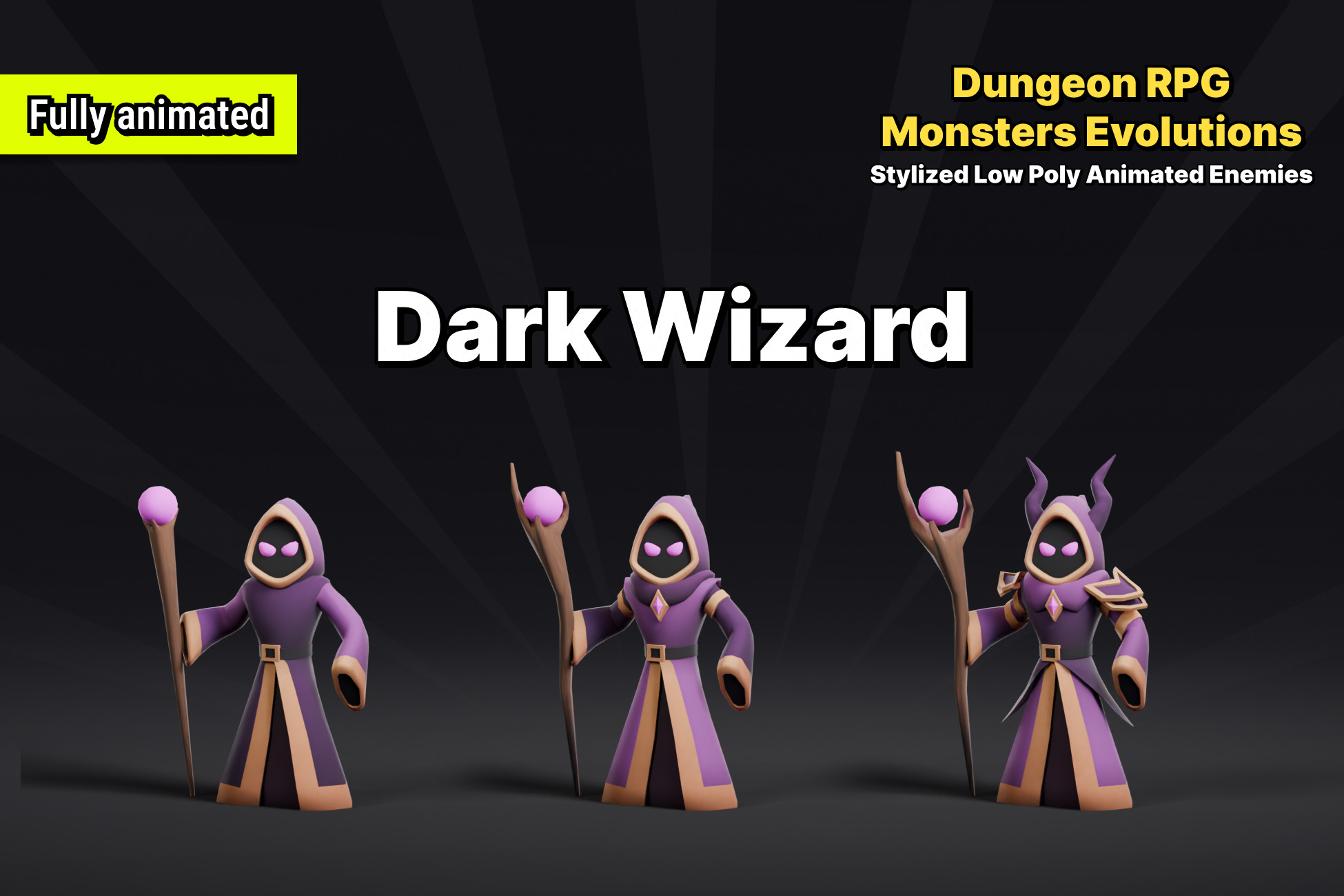 Dark Wizard | Dungeon RPG Monsters Evolutions – Stylized Low Poly ...