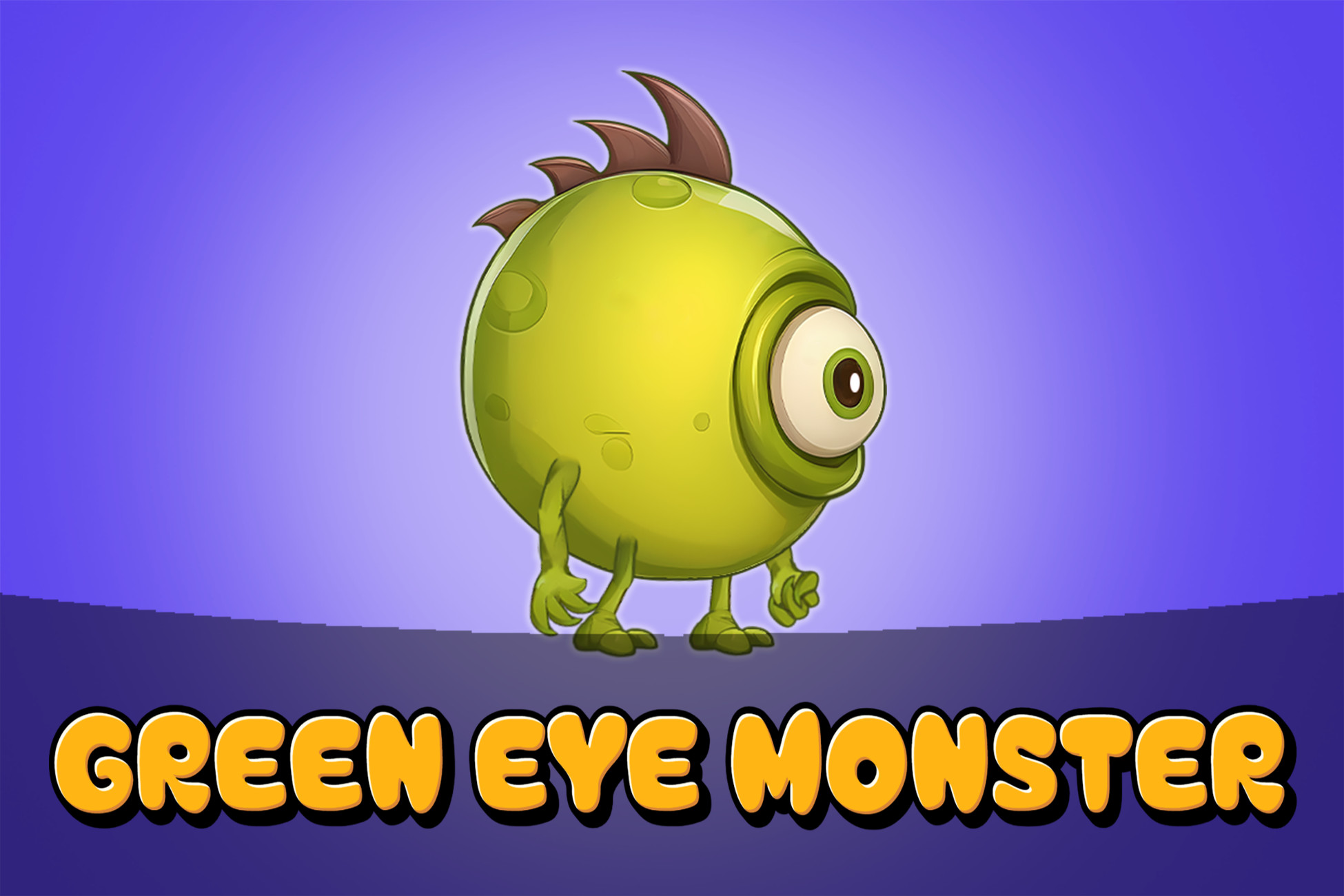 Green Eye Monster 2D Animated Character (Spriter) by Gamelauncher Studio