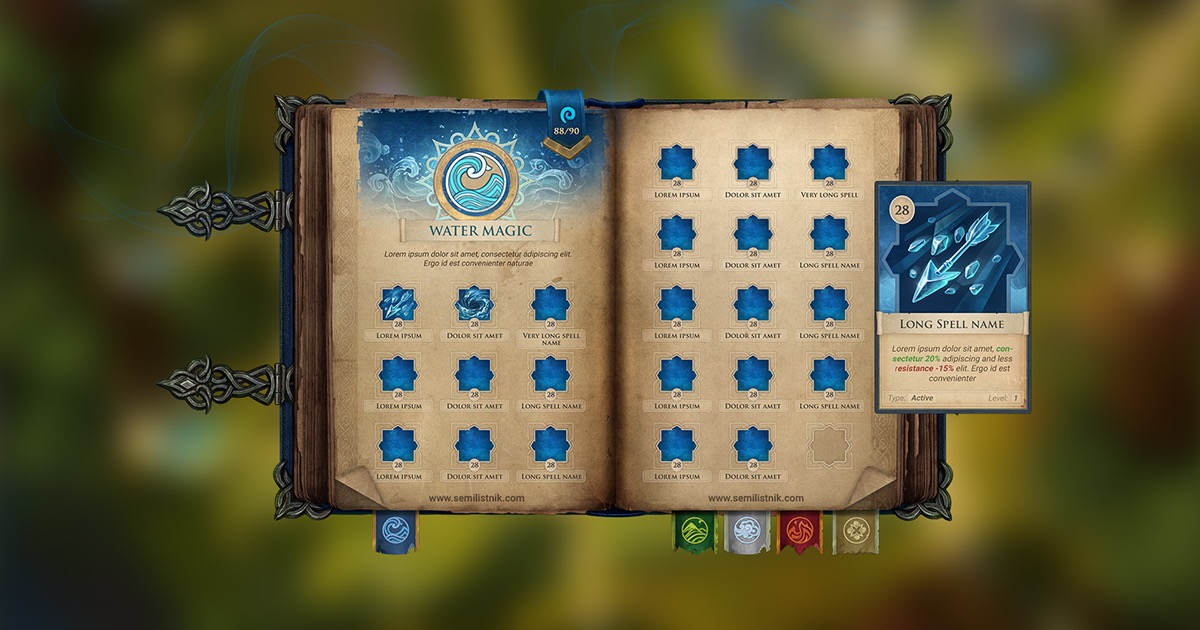 Fantasy spellbook | 2D GUI | Unity Asset Store