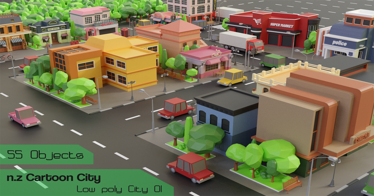 n.z cartoon city | 3D 주변환경 | Unity Asset Store