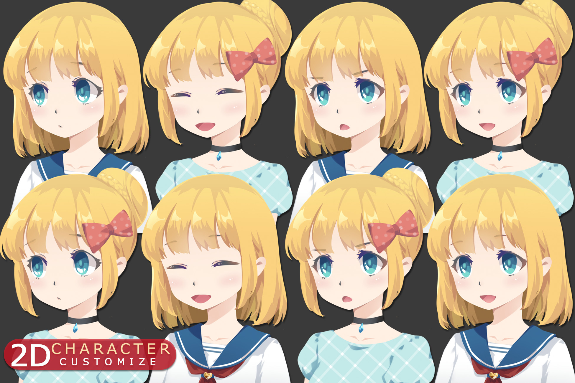 Customize Girl_ Type 3_N0 | 2D Characters | Unity Asset Store