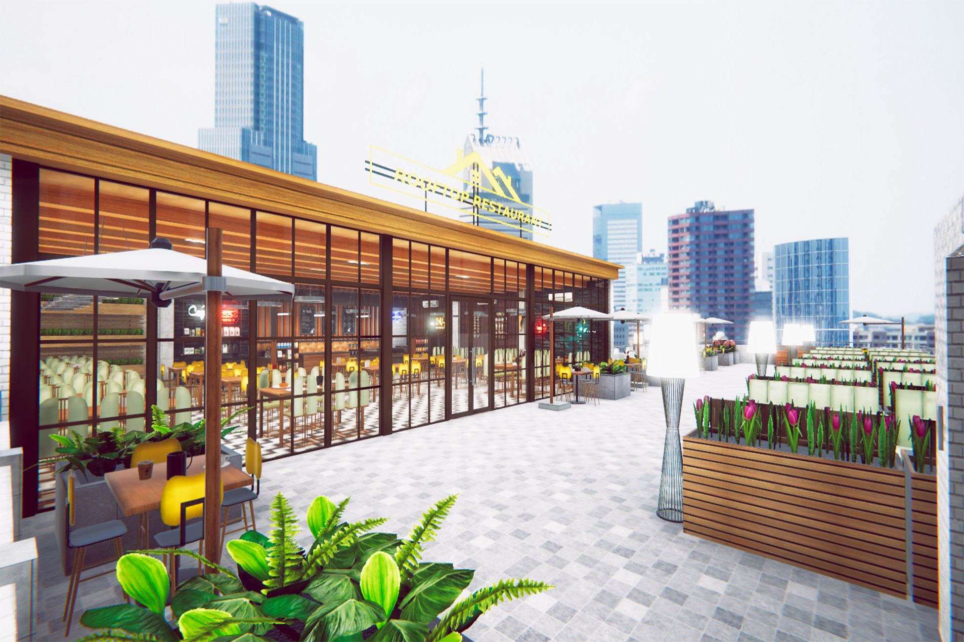 Rooftop Restaurant | 3D Urban | Unity Asset Store