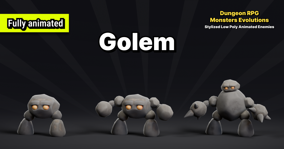Golem | Dungeon RPG Monsters Evolutions - Stylized Low Poly Animated Enemies | 3D 生物 | Unity ...