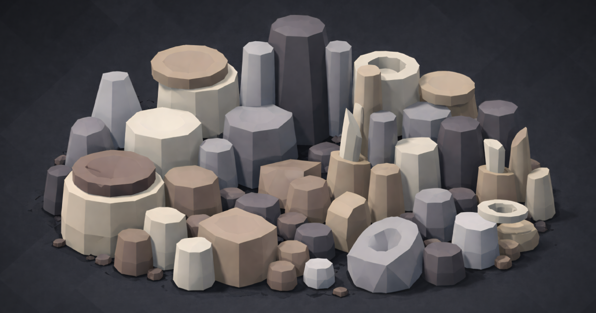 ComicStyle Rock Pack: 100 Low Poly Cliffs, Stones & Boulders | 3D 地下城 ...