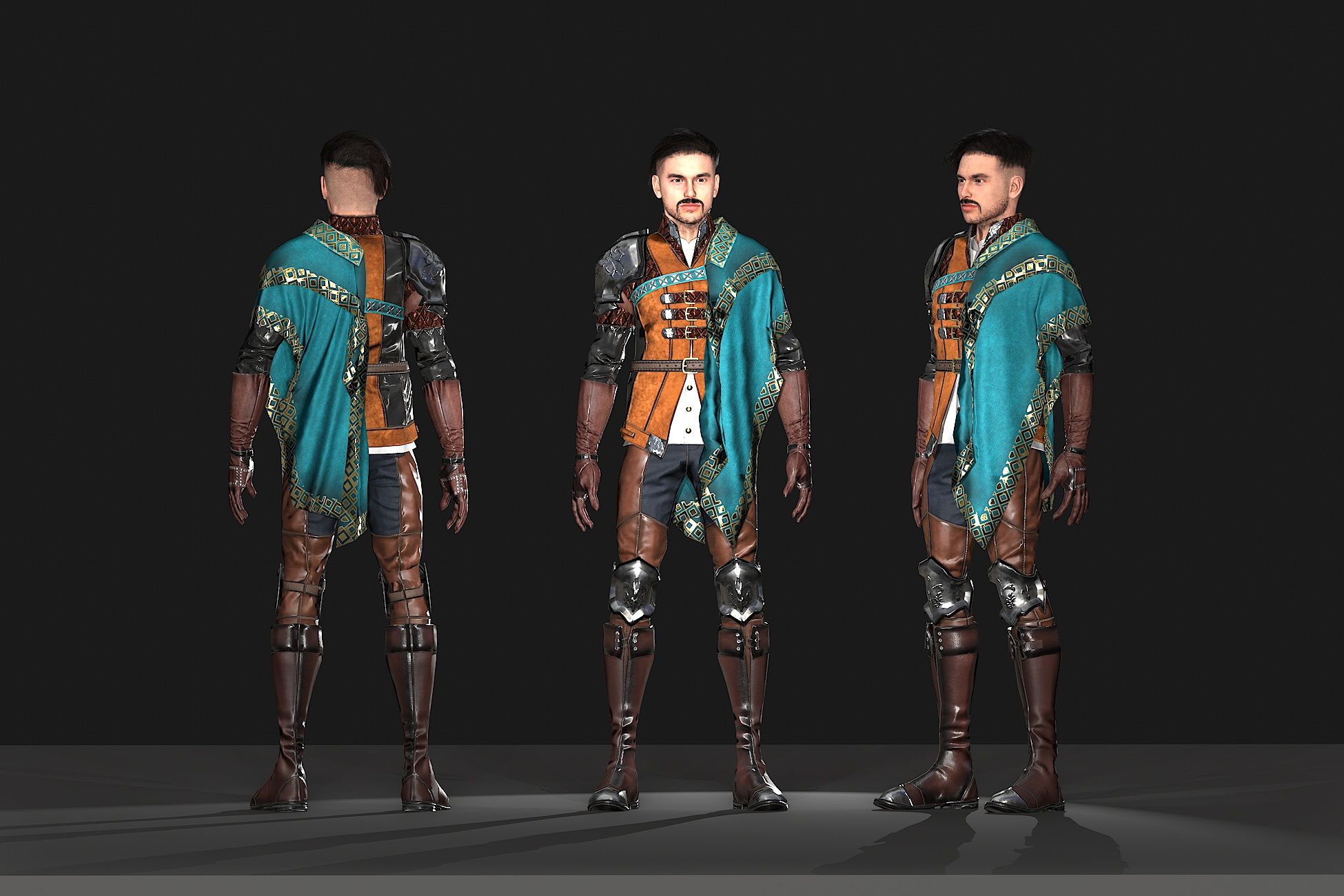 Fantasy man in leather and steel armor | Characters | Unity Asset Store