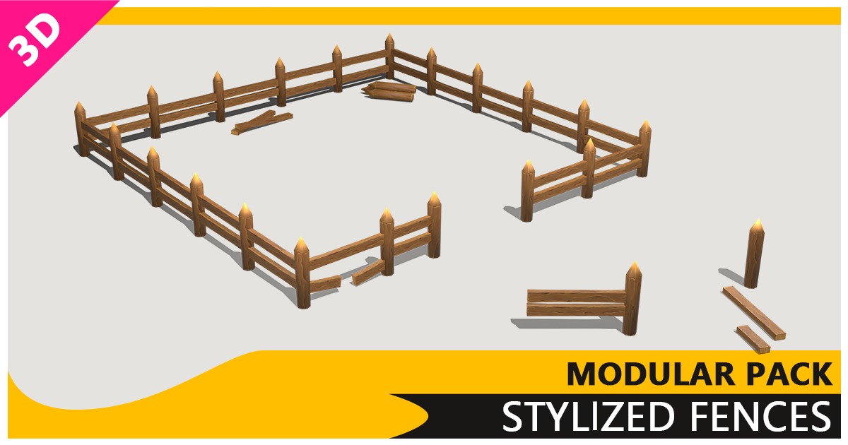 Wooden Fences: Medieval Stylized Modular Pack Free | 3D Props | Unity Asset Store