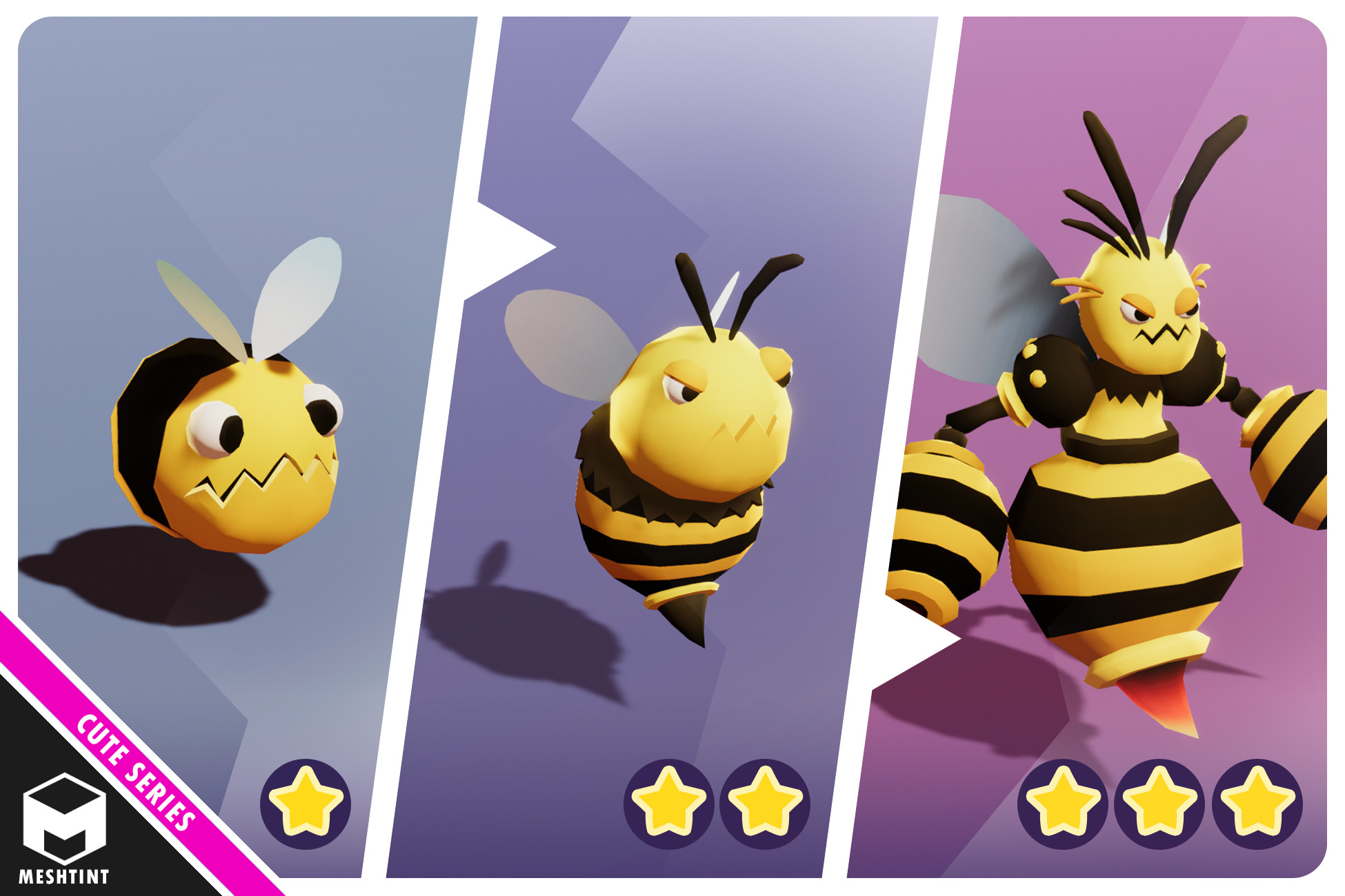 Bee Bumble Sting Evolution Pack Cute Series | 3D Creatures | Unity ...
