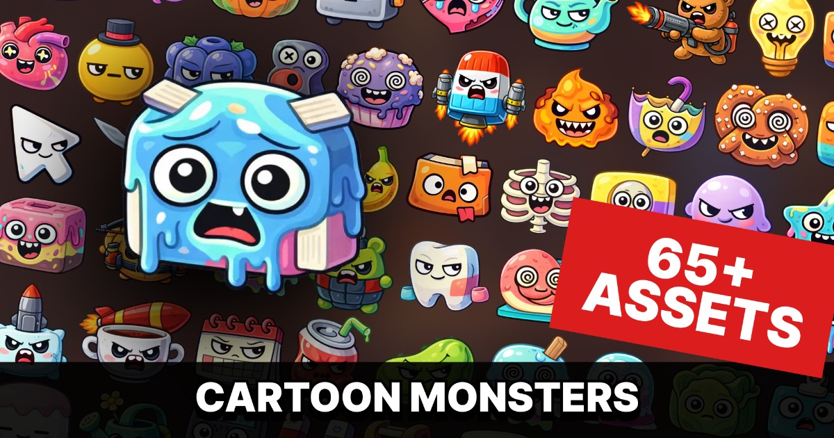 Cute Cartoon Object Battle Food Enemy Monsters Pack for Casual RPG ...
