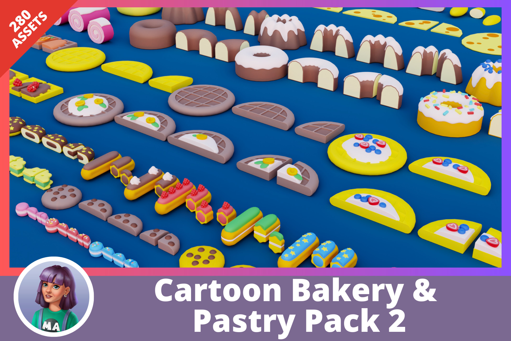 Cartoon Bakery & Pastry Pack 2 | 3D Food | Unity Asset Store