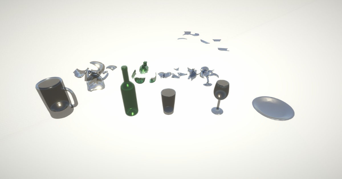 Destructible Glass Objects Pack 1 | 3D Interior | Unity Asset Store