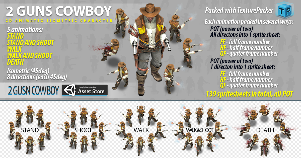 2D Cowboy 2 Guns | 2D 캐릭터 | Unity Asset Store