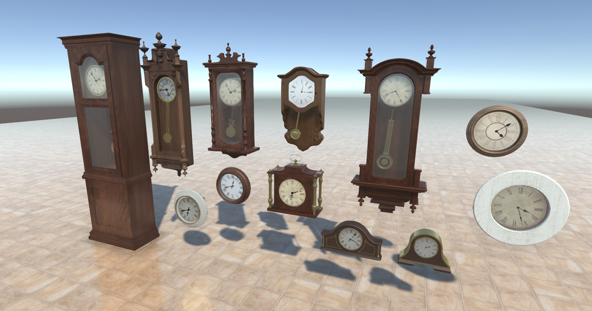 Antique Clocks Pack | 3D 内饰 | Unity Asset Store