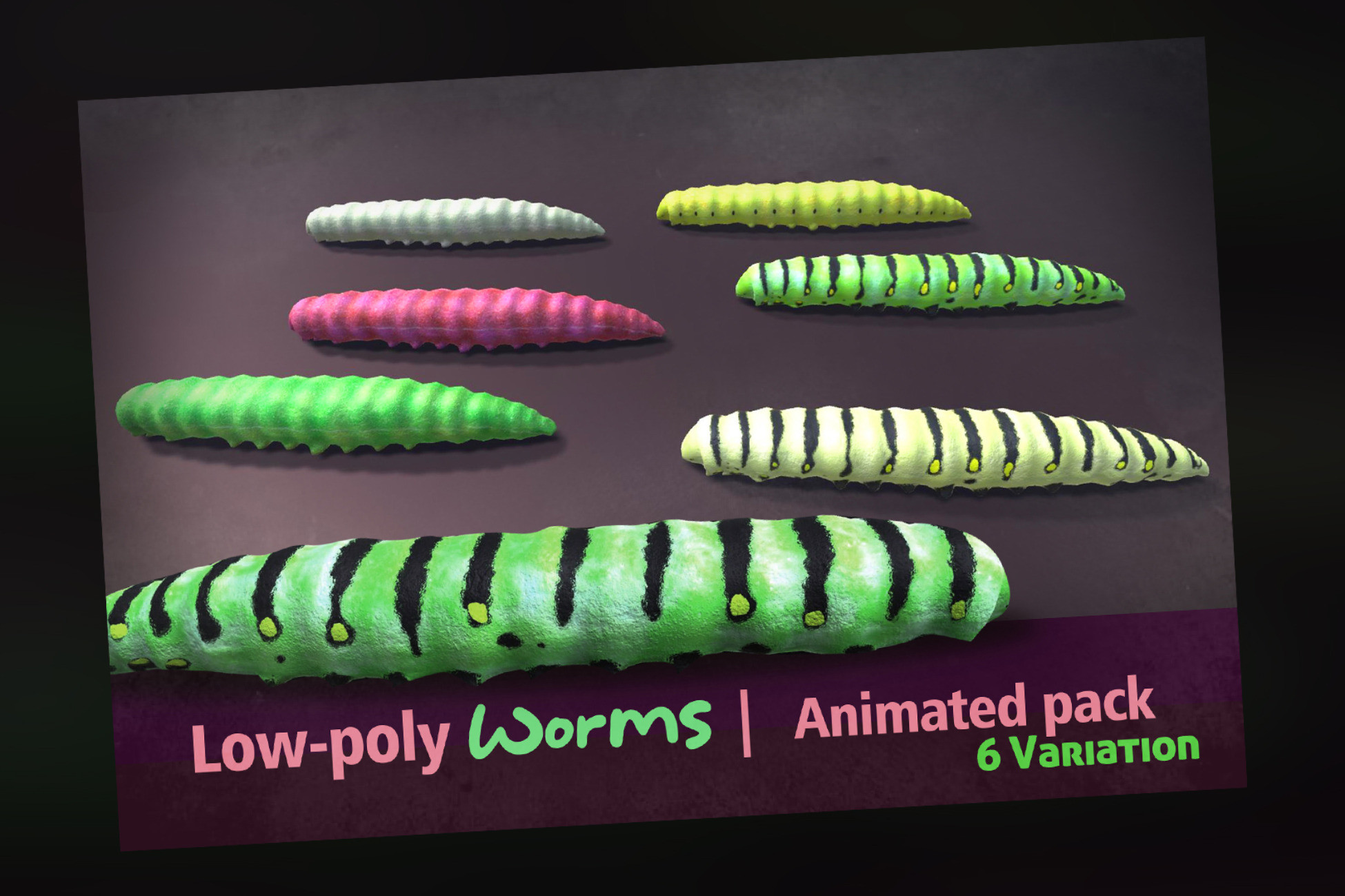 Green Worm's (lowpoly) | 3D Animations | Unity Asset Store