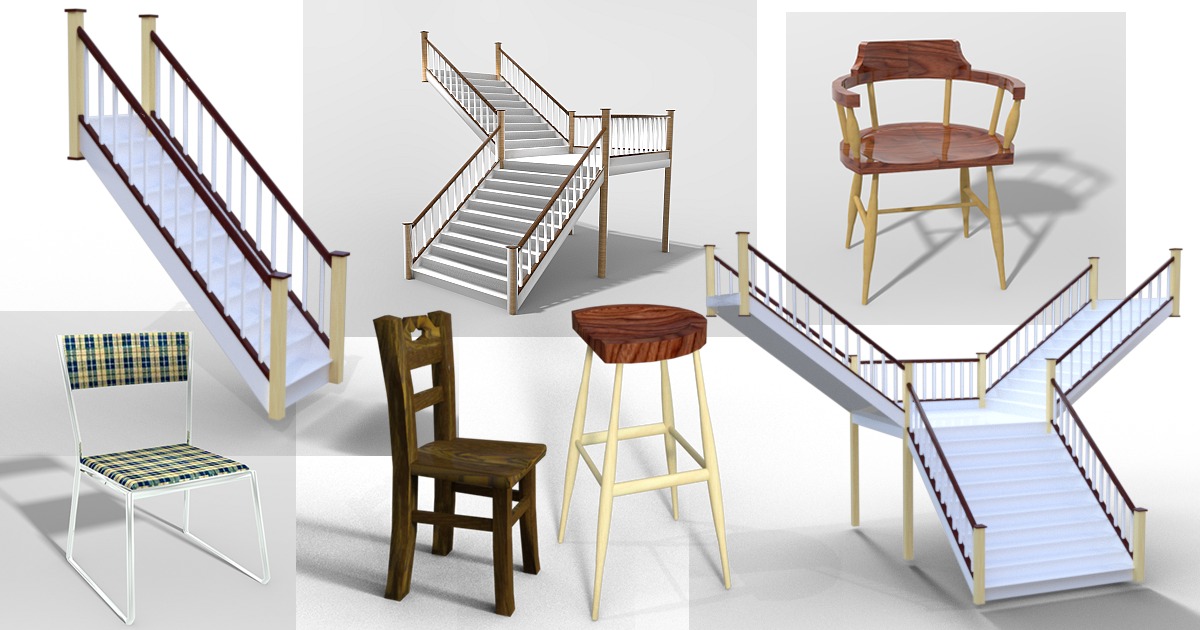 Stairs And Chairs | 3D Interior | Unity Asset Store