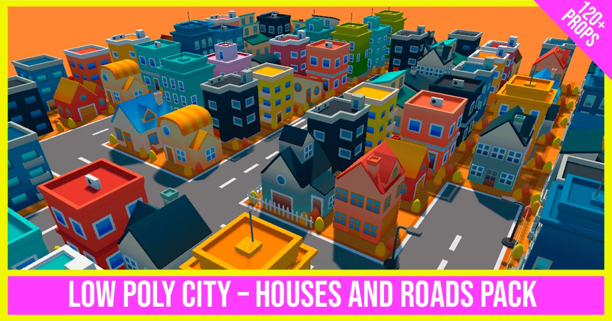Low Poly City – Houses and Roads Pack | 3D 도시 | Unity Asset Store