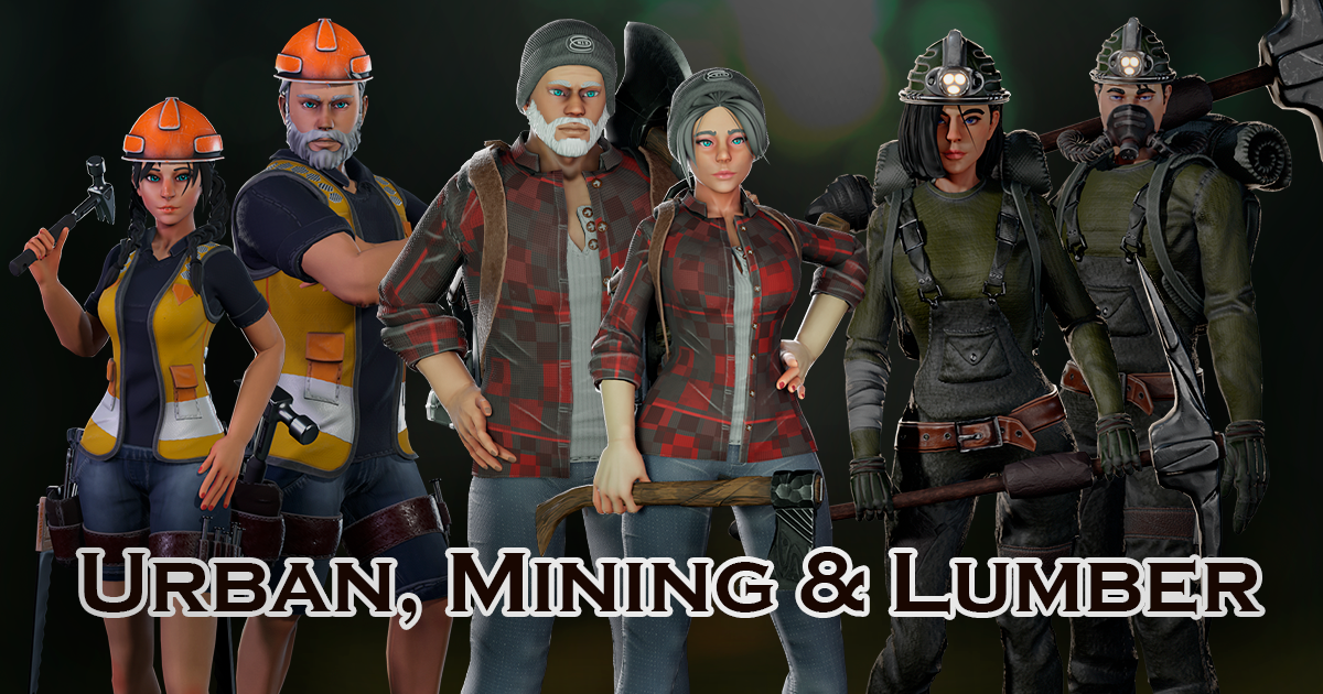 Urban, Mining & Lumber – Modular Character Bundle | Characters | Unity ...