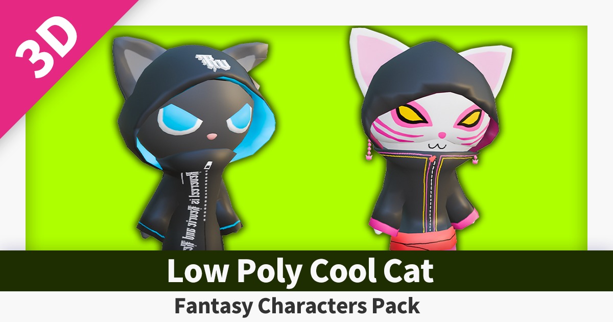 Low Poly Cool Cat - Fantasy Characters Pack | 3D Humanoids | Unity ...