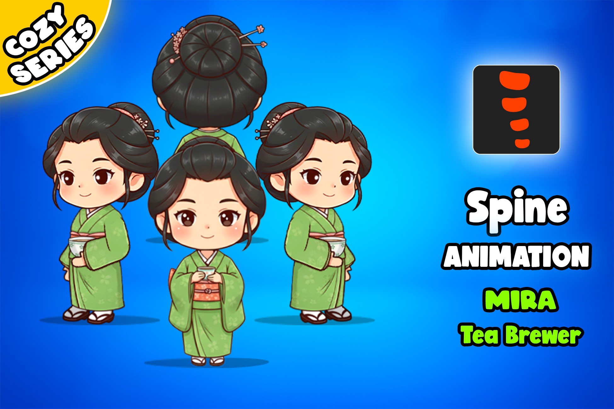 Mira Tea Brewer 2D Animated Spine Character (Cozy Series) | 2D ...