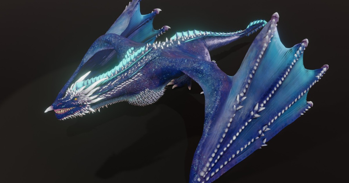 Realistic Blue Wyvern 3d Model (Low-Poly, Game-Ready, Animated, Built ...