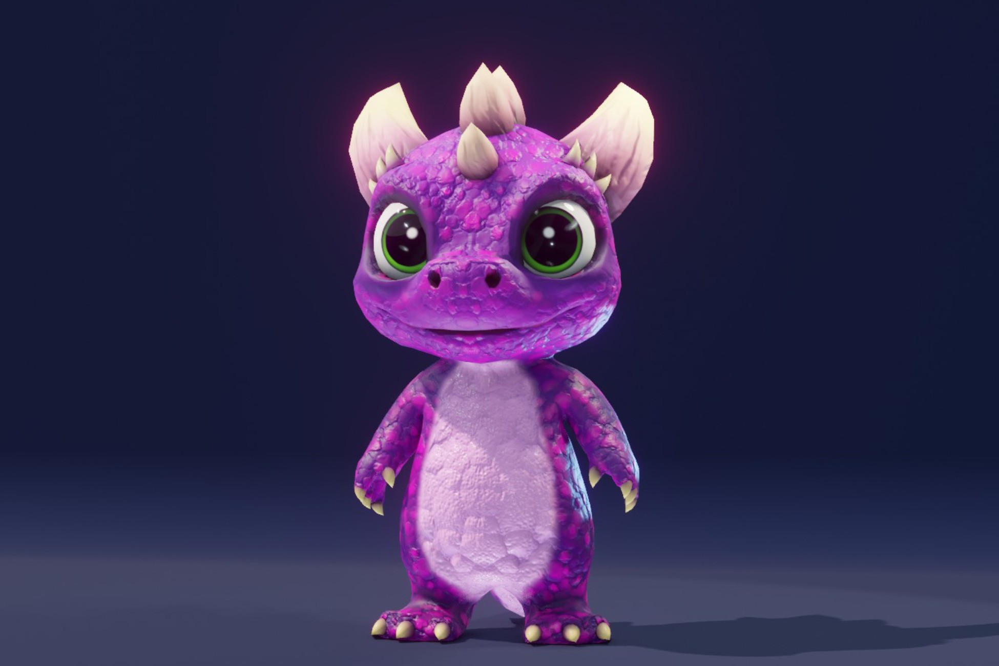 Cartoon Purple Dinosaur 3D Model (Low-Poly, Game-Ready, Animated, Built ...