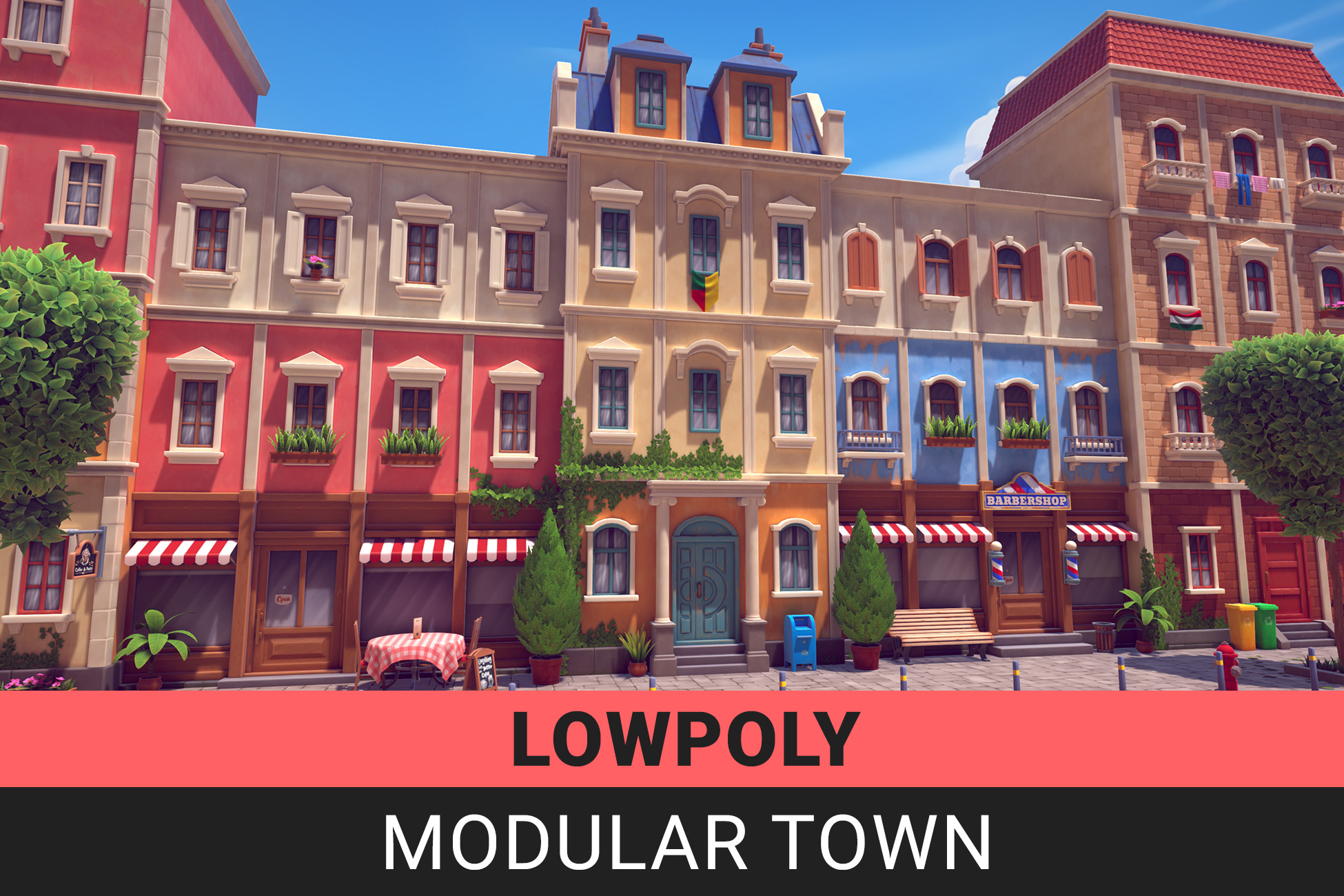 Lowpoly Modular Town | 3D 도시 | Unity Asset Store