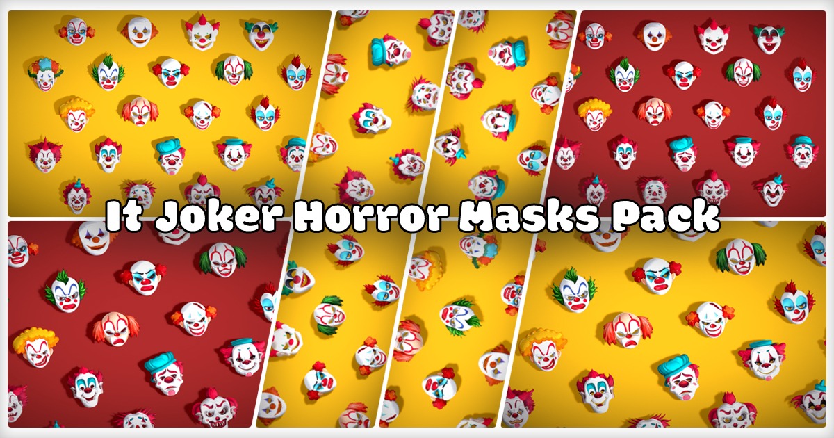 22 It Joker Horror Evil Masks Pack - Kids Evil Fantasy - Stylized Party ...