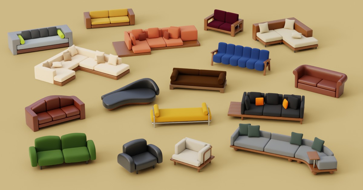 Cozy Furniture - Sofas & Couches Pack | 3D Furniture | Unity Asset Store
