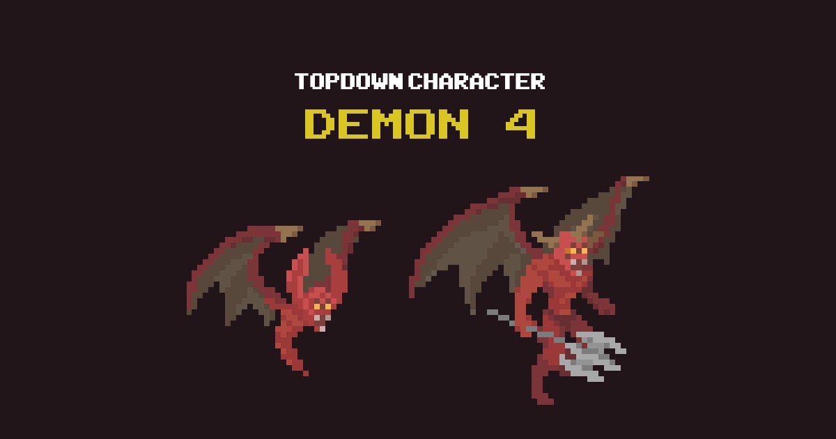 Demon 4- Top Down Pixel Art Character Assets | 2D Characters | Unity ...