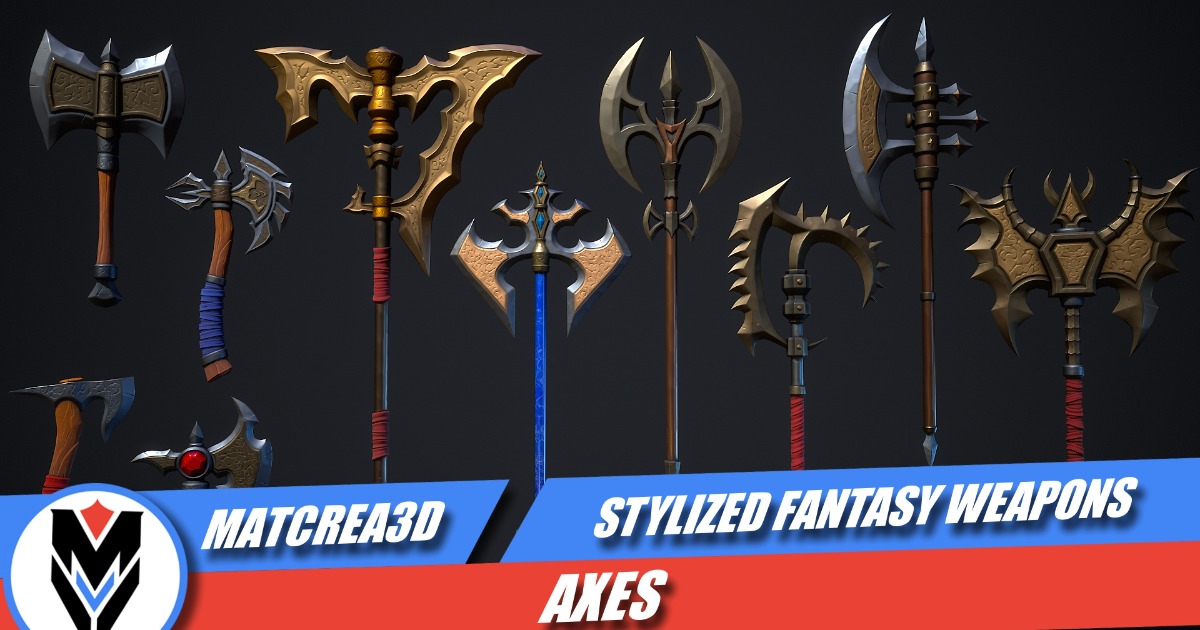 Stylized Fantasy Weapons - Axes | 3D 무기 | Unity Asset Store