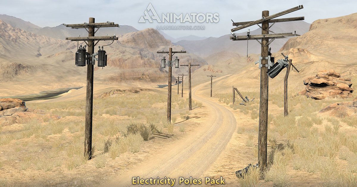 Low Poly Electricity poles | 3D Urban | Unity Asset Store