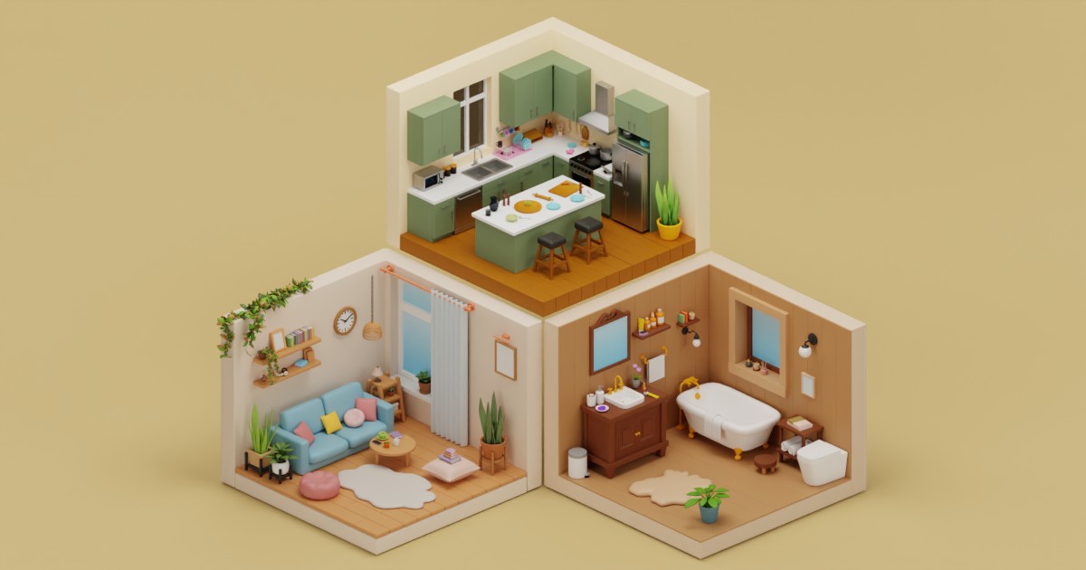 Cozy Room Props Bundle - Interior Props & Modular Parts 2 | 3D Props ...
