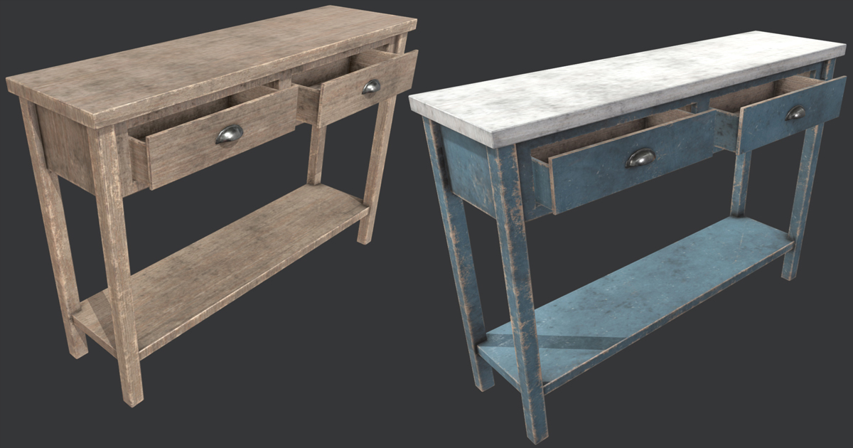 Old End Table 2 PBR | 3D Furniture | Unity Asset Store