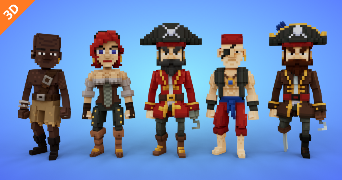 Voxel Pirates Characters Pack - 3D Lowpoly Models | Characters | Unity ...