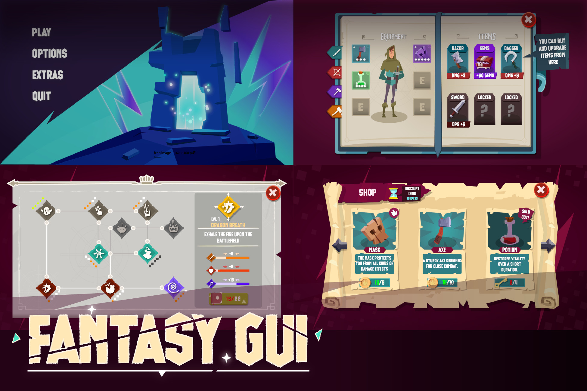 Stylized Fantasy GUI - HUD & UI Pack | 2D GUI | Unity Asset Store