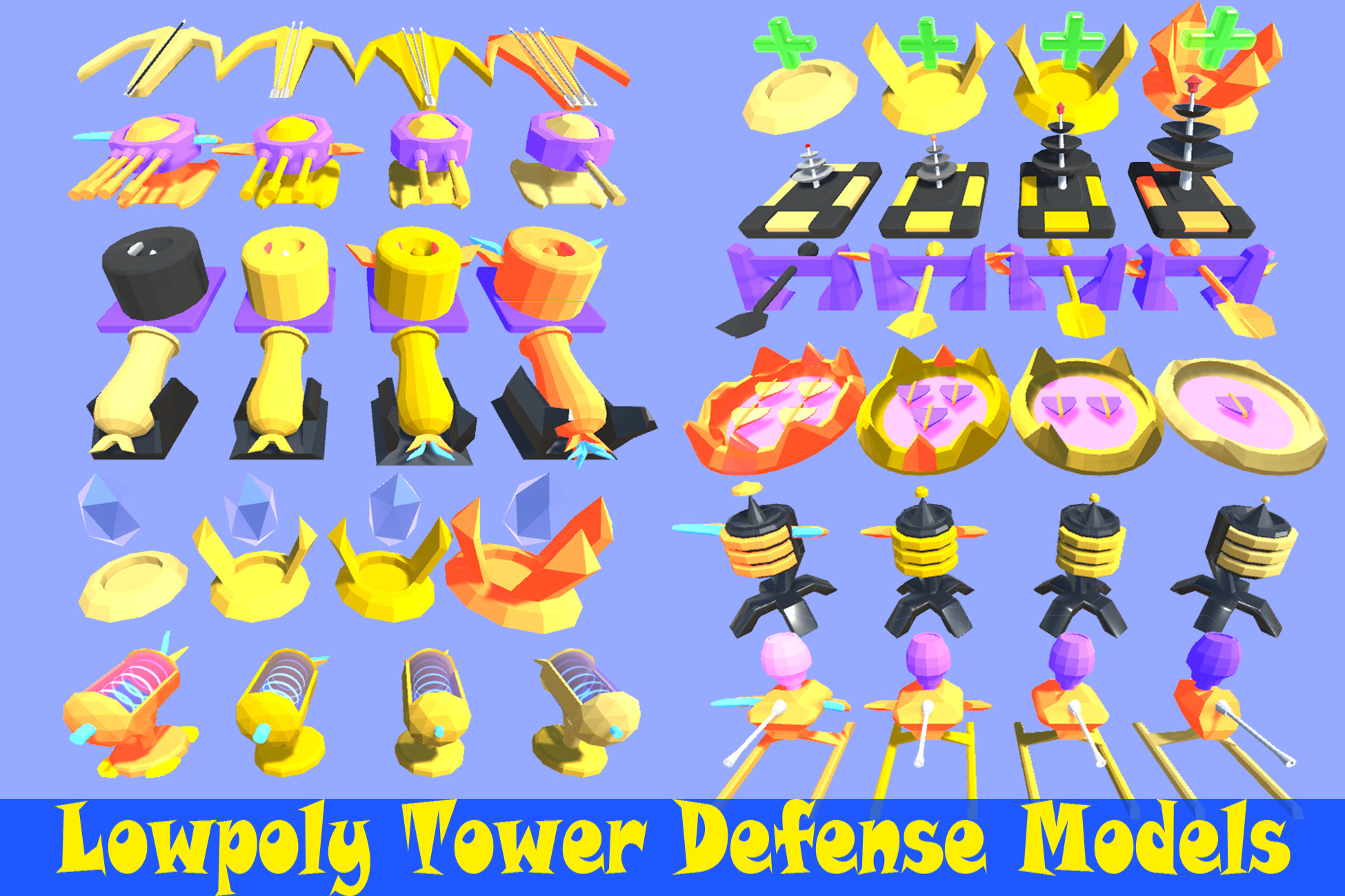 Lowpoly Tower Defense Models | 3D 小道具 | Unity Asset Store