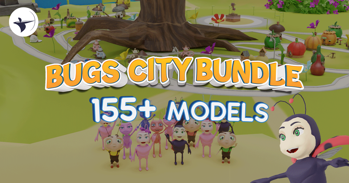 Bugs City Bundle: Stylized Cartoon Town with 15 Rigged Insect ...