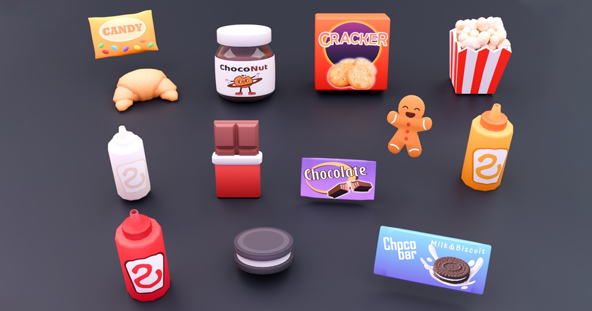 Cartoon Pack |Snacks | 3D Props | Unity Asset Store